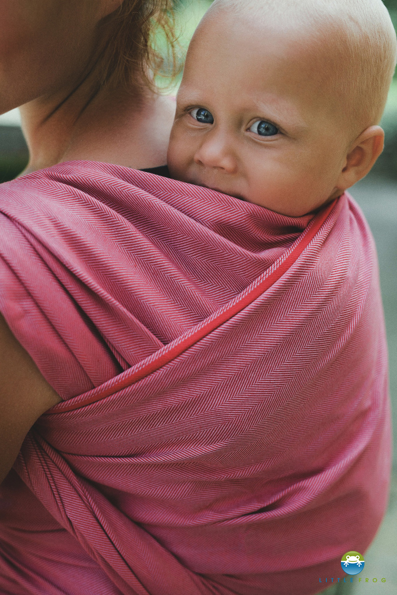 Little Frog - Little Frog Woven wrap - Raspberry Herringbone - size 2